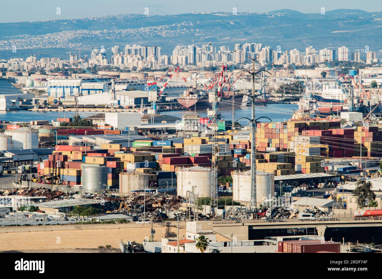 Containers in the port of Haifa Stock Photo - Alamy