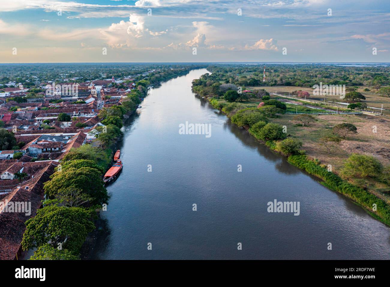 Aerial of the Magdalena river and the Unesco world heritage site ...