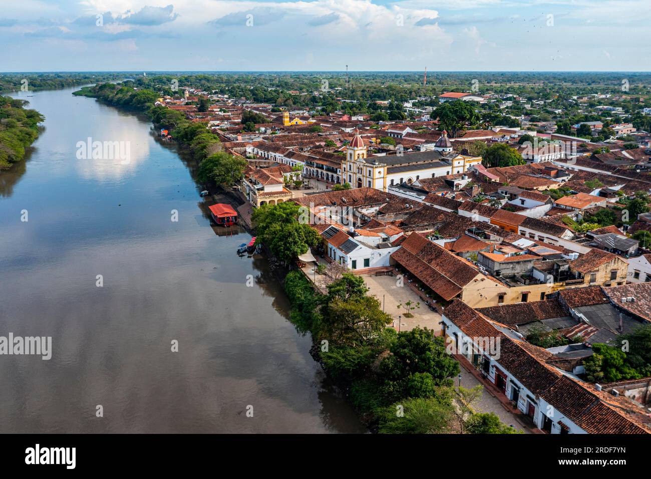 Aerial of the Unesco world heritage site, Mompox, Colombia Stock Photo ...