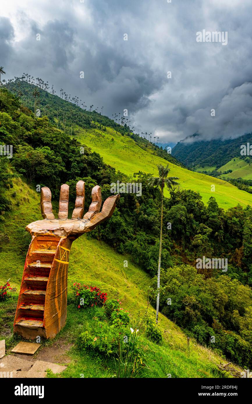Giant hand installation, Cocora valley, Unesco site coffee cultural ...