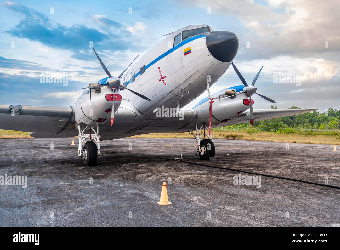 Old DC3 propeller driven airplane, San Felipe, Colombia Stock Photo - Alamy