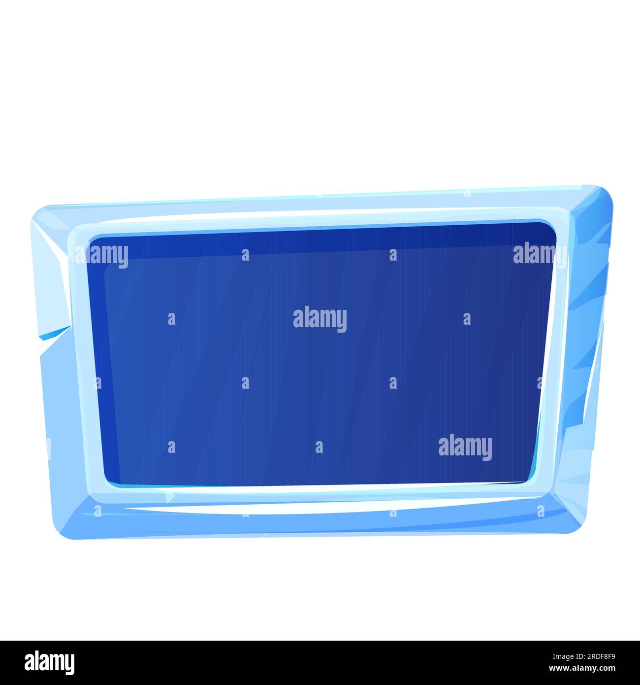 Ice button, frozen frame, level menu in cartoon style isolated on white ...