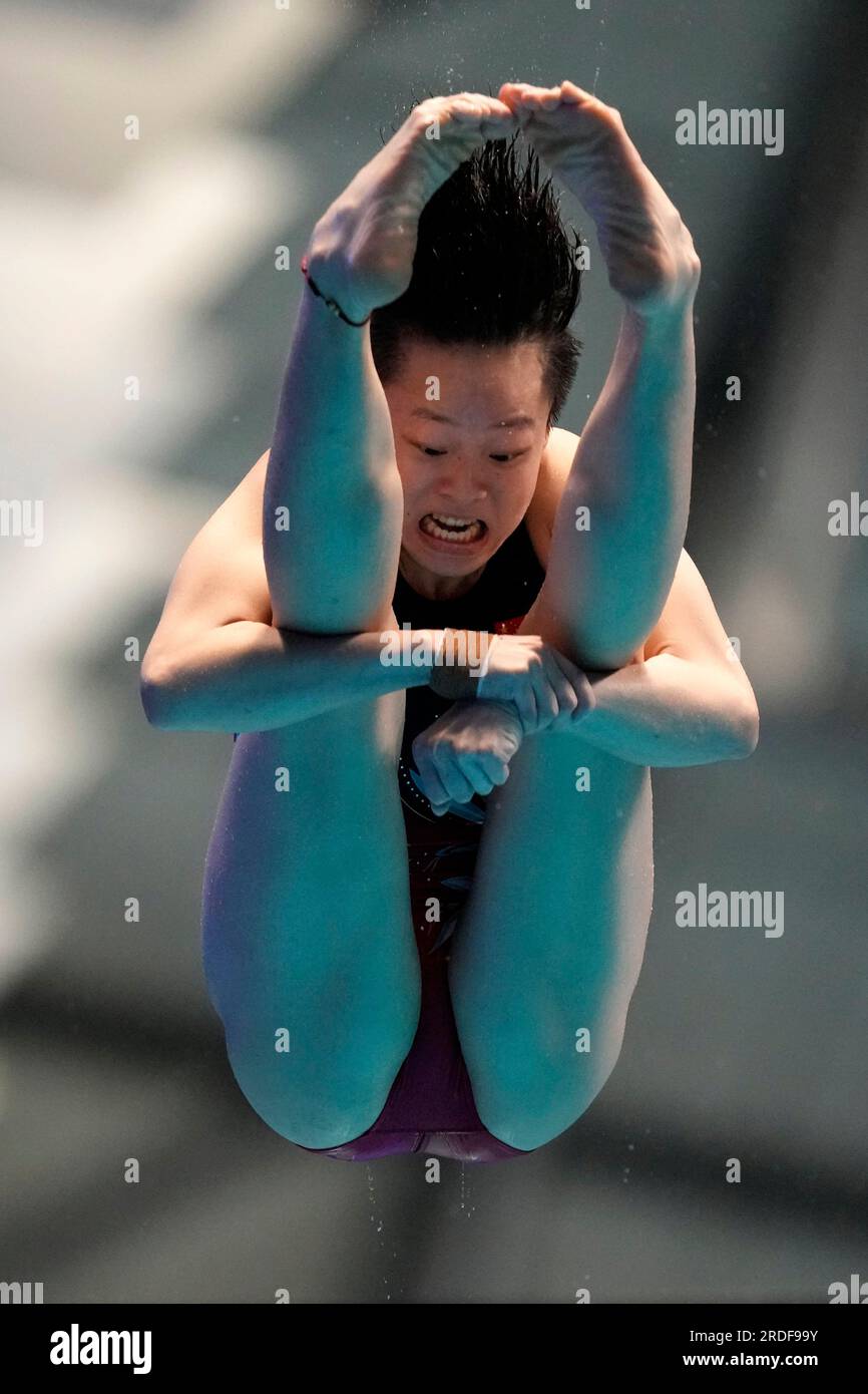 Chen Yiwen of China competes during the women's 3m springboard diving ...