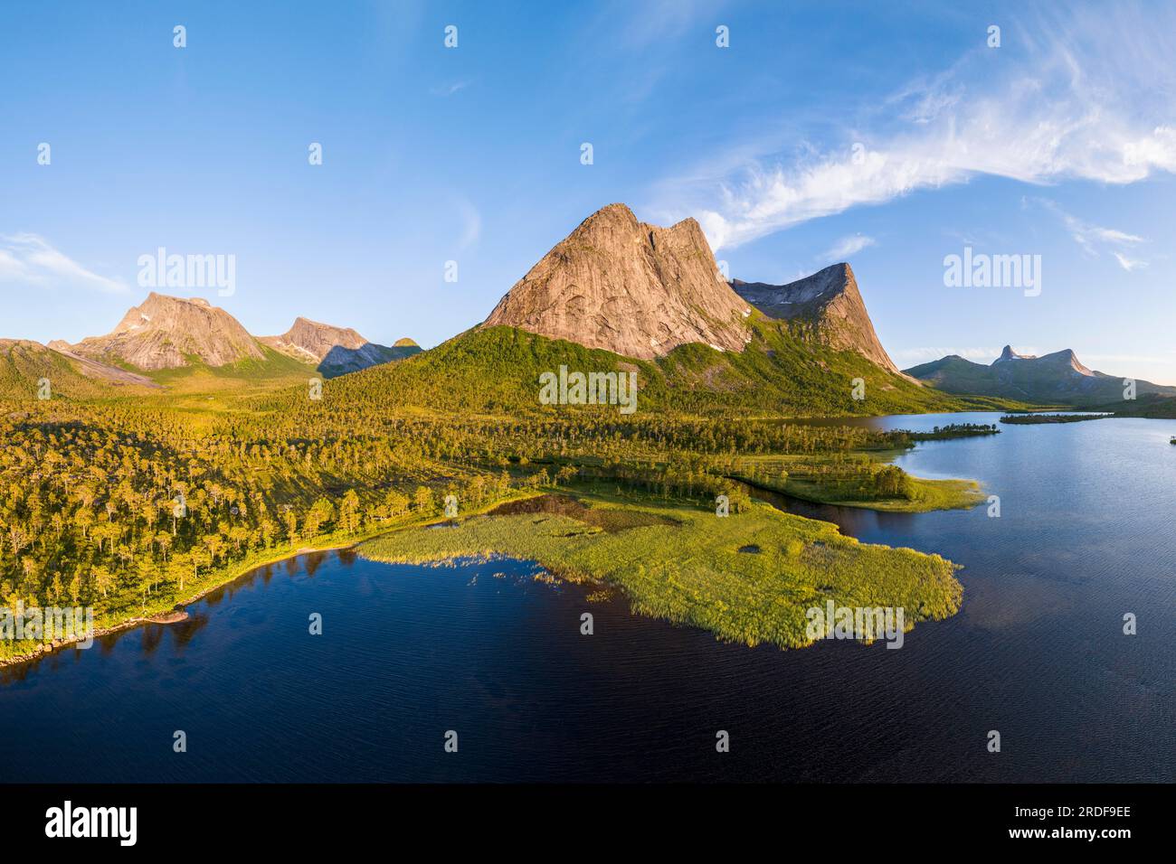 Mount Stortinden with lake, Efjord, Tysfjord, Ofoten, Nordland, Norway ...