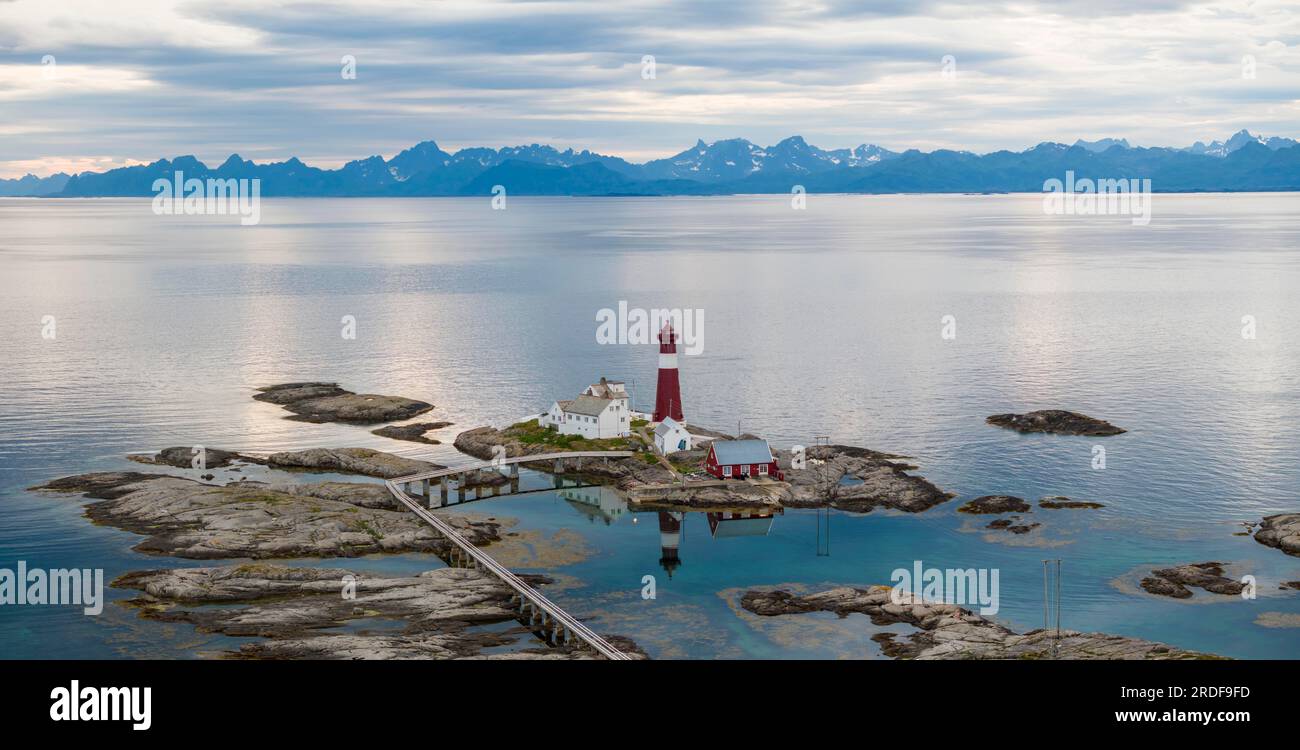 Tranoy Fyr Lighthouse, Tranoy Fyr, Lofoten in the back, Hamaroy, Ofoten ...