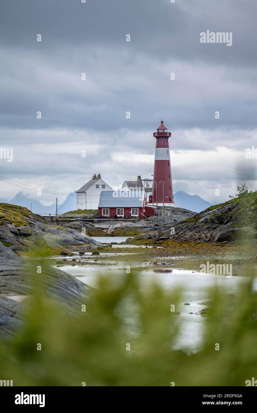 Tranoy Fyr Lighthouse, Tranoy Fyr, Lofoten in the back, Hamaroy, Ofoten ...