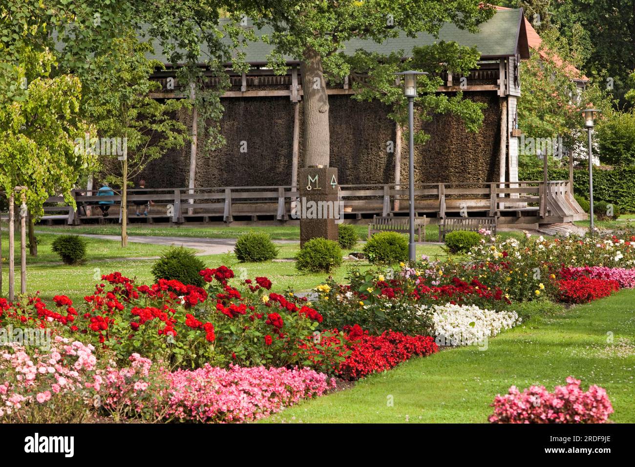 Spa garden with graduation house Bad Muender Germany Stock Photo - Alamy