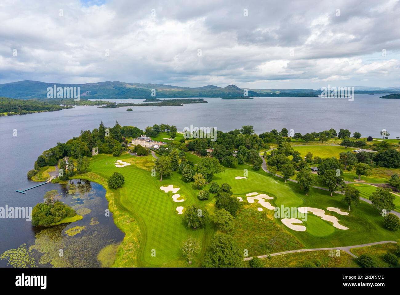 Aerial view of Loch Lomond Golf Club at Loch Lomond, Argyll and Bute ...