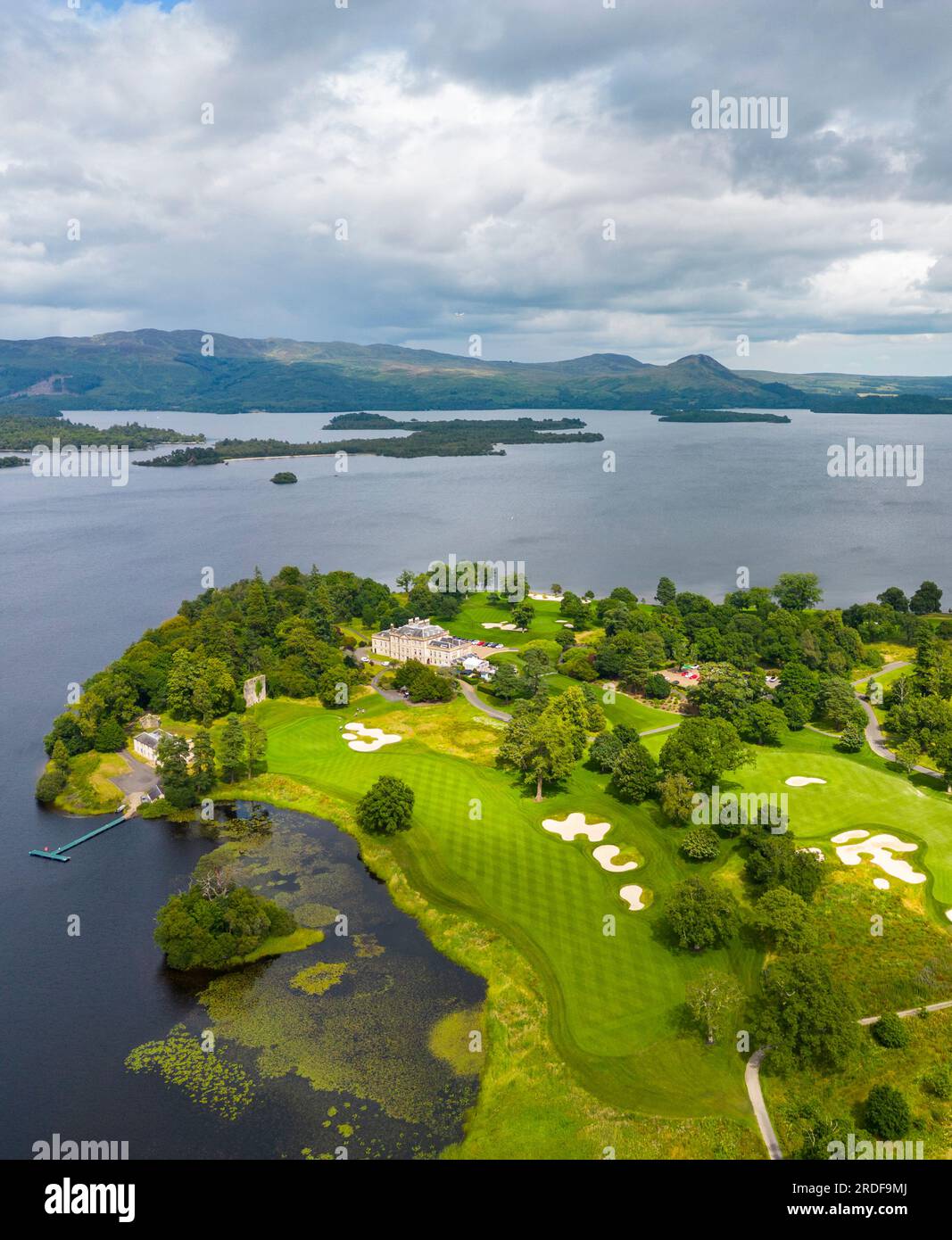 Aerial view of Loch Lomond Golf Club at Loch Lomond, Argyll and Bute ...