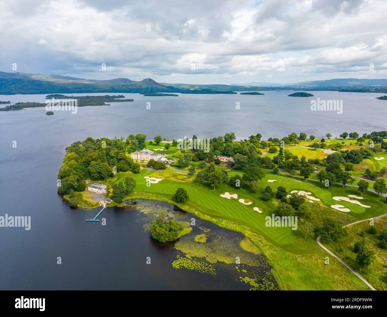 Aerial view of Loch Lomond Golf Club at Loch Lomond, Argyll and Bute ...