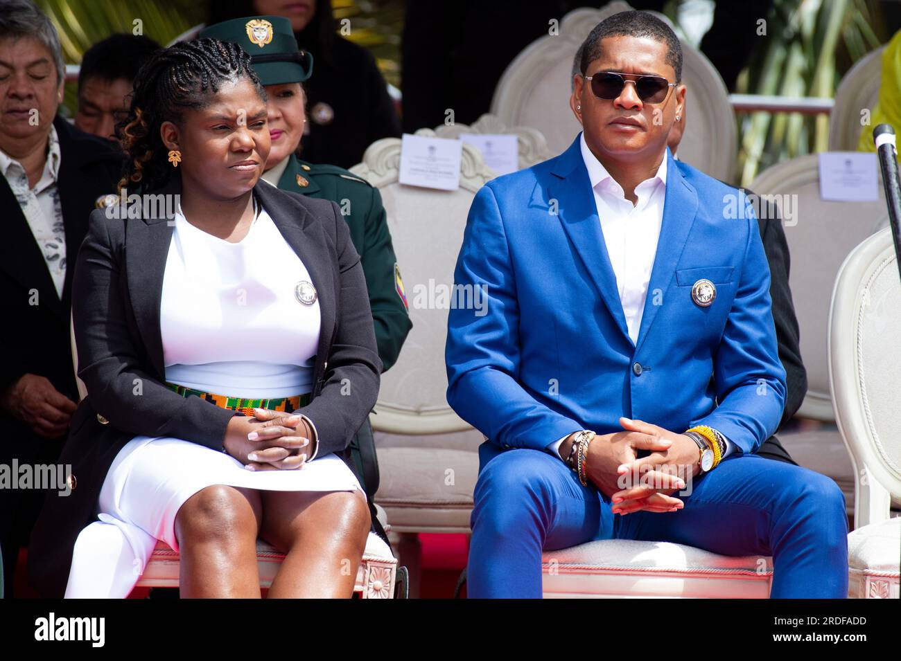 Colombian vice-president Francia Marquez (L) and her Husband Ferney ...