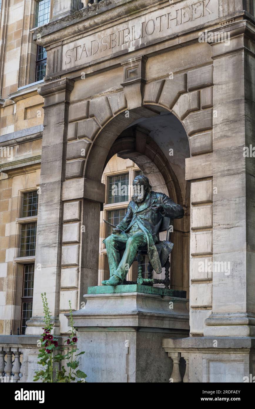 Sculpture of the founder of the Hendrik Conscience Heritage Library ...