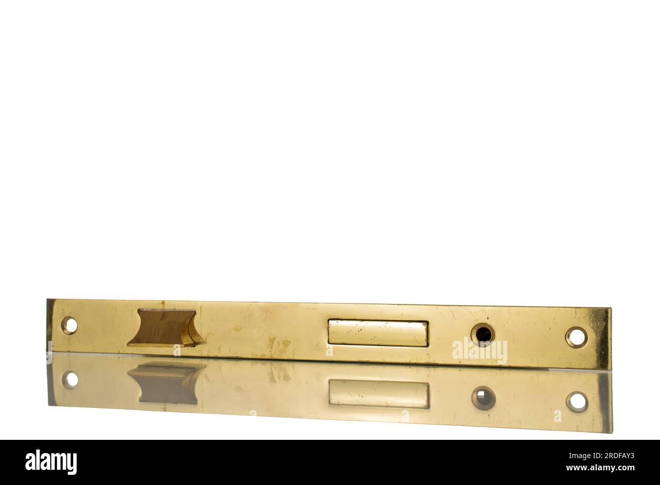 One mortise metal lock, macro, isolated on white background Stock Photo ...