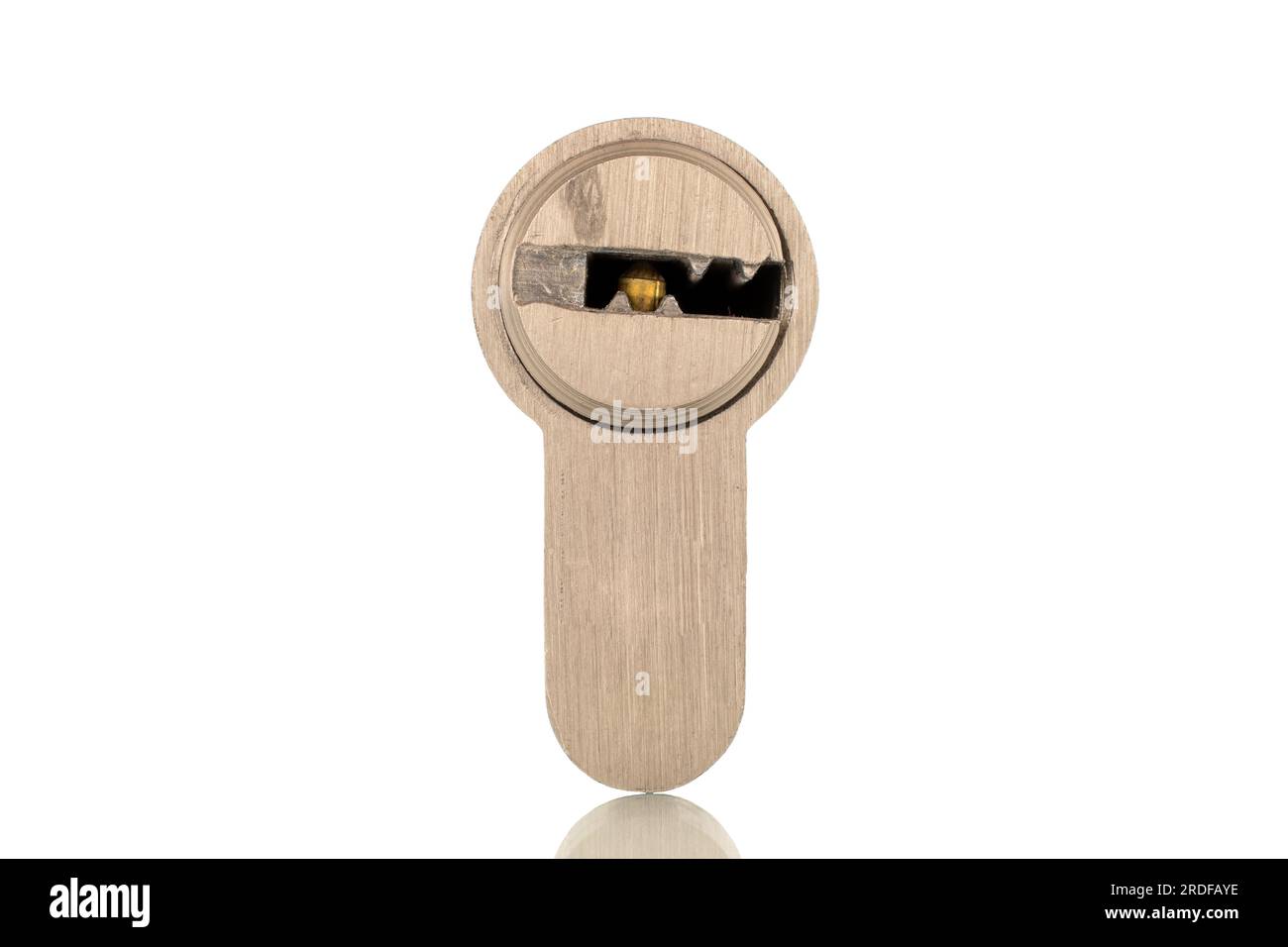 One metal lock core, macro, isolated on white background Stock Photo ...