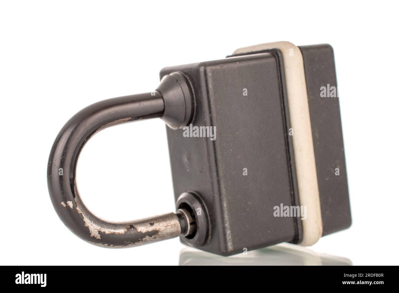 One metal lock, macro, isolated on white background Stock Photo - Alamy