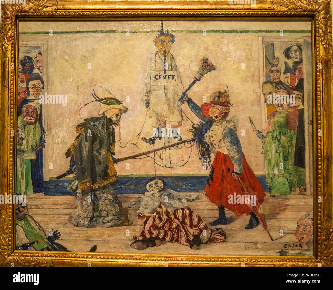 James Ensor painting Skeletons fighting over a Body of a Hanged Man ...