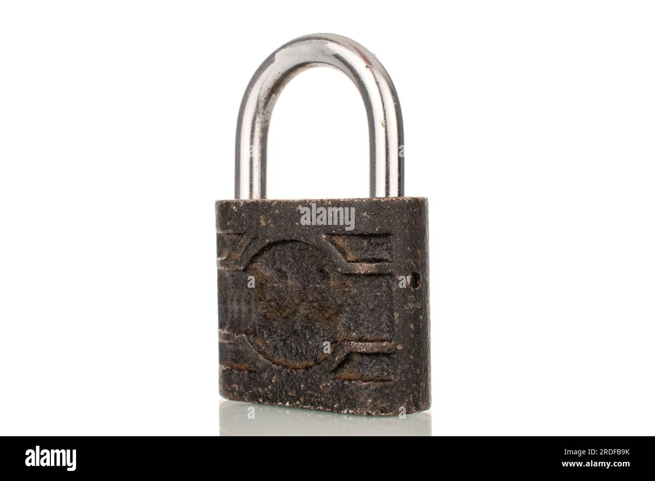 One metal lock, macro, isolated on white background Stock Photo - Alamy