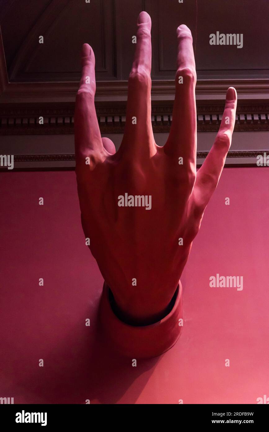 Contemporary sculpture of a Red Hand which rotates installed in the Old ...