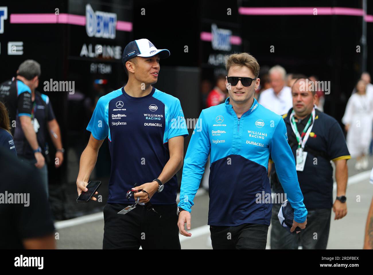 Logan Sargeant (USA) Williams Racing and Alexander Albon (IND) Williams ...