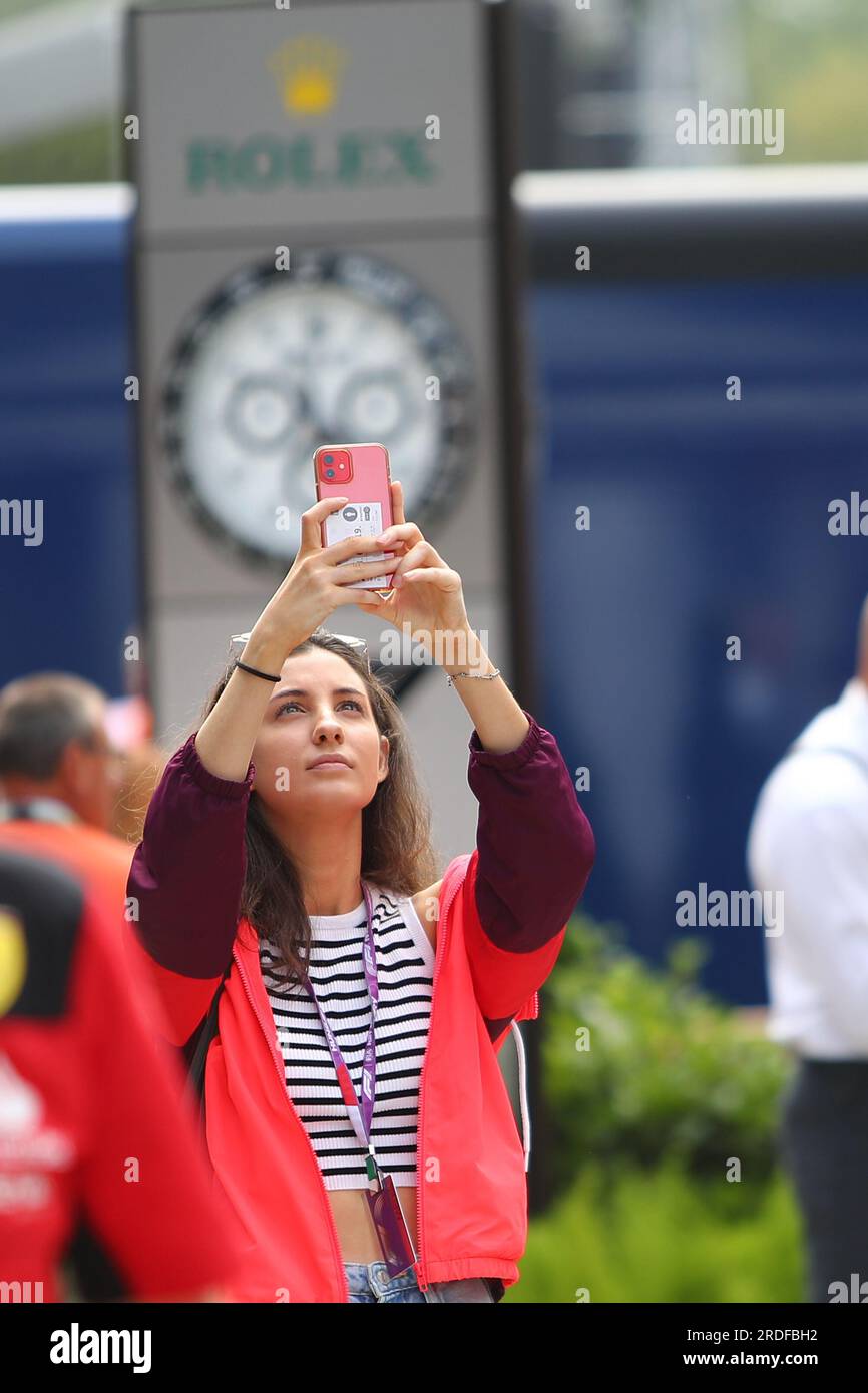 Girl on paddock under ROLEX totem on Paddock, Friday Jul21, FORMULA 1 ...
