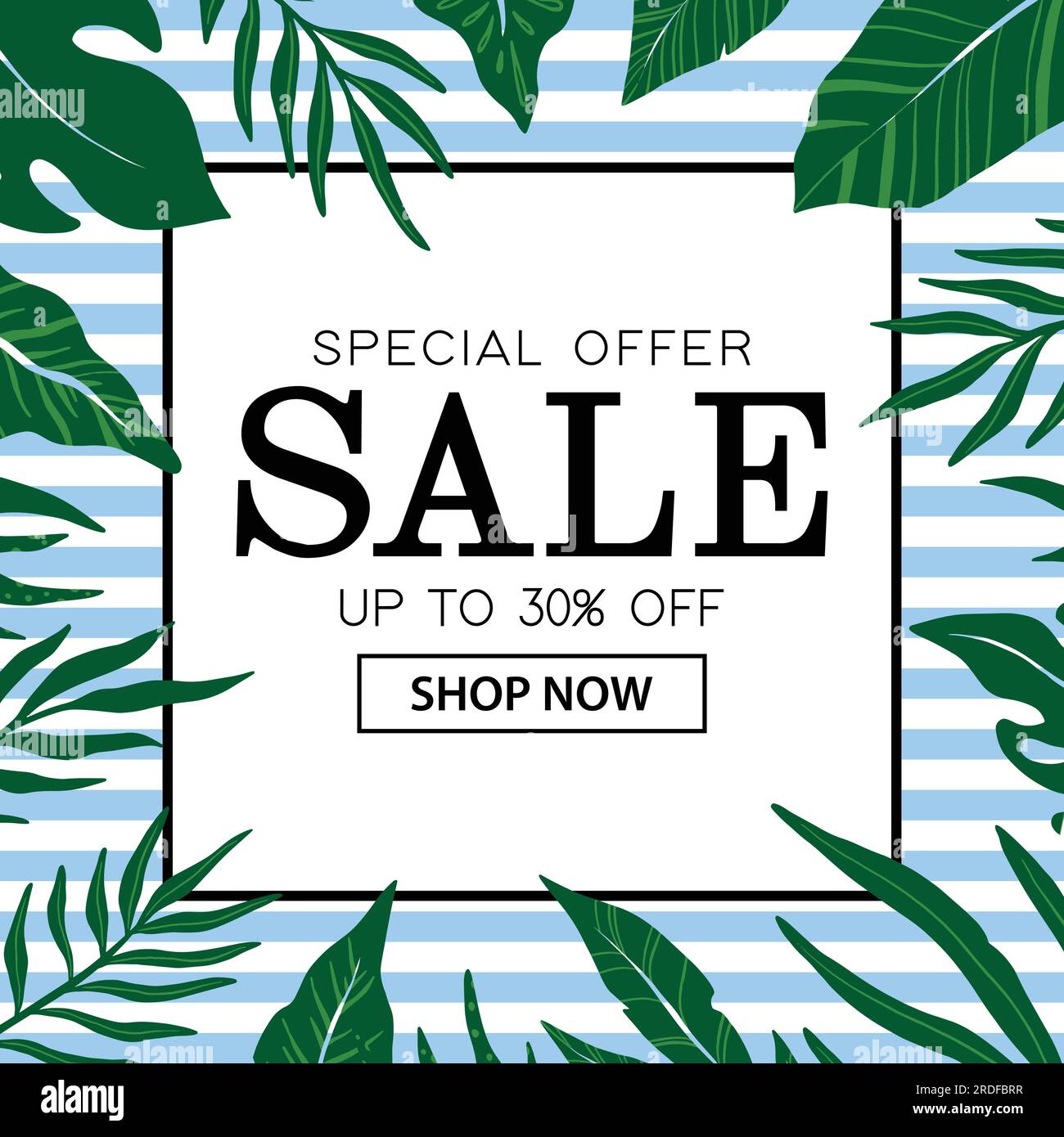 Summer Sale tropical website square banner template. Summer Sale tag ...