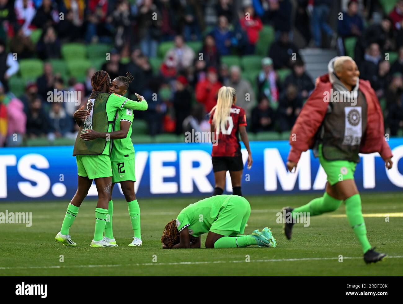 Melbourne, Australia. 21st July, 2023. Players of Nigeria celebrate ...