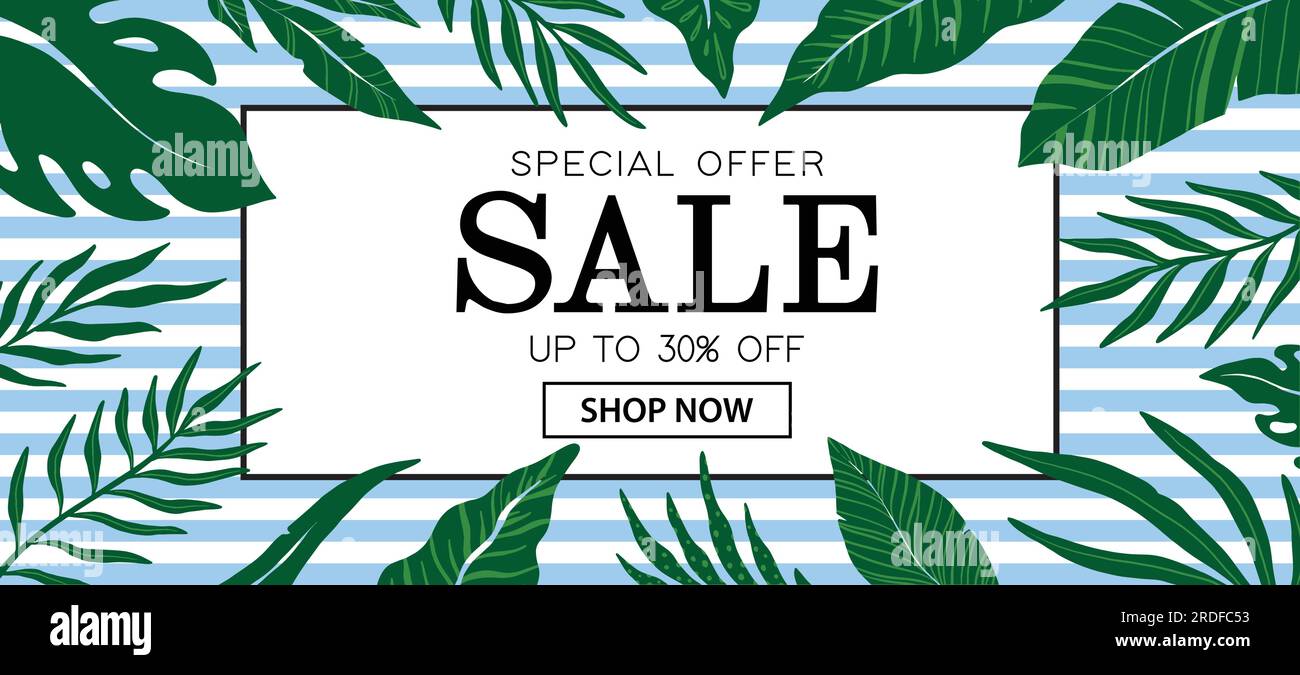 Summer Sale tropical website banner template. Summer Sale tag. Sale ...
