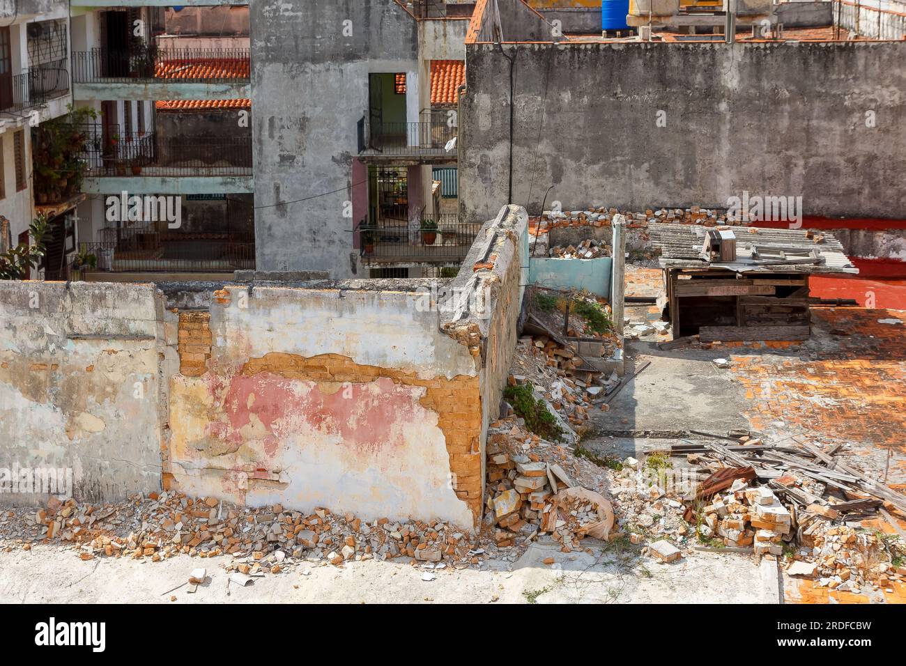 Havana, Cuba - May 27, 2023: Rubble is on the floor of a collapsed ...