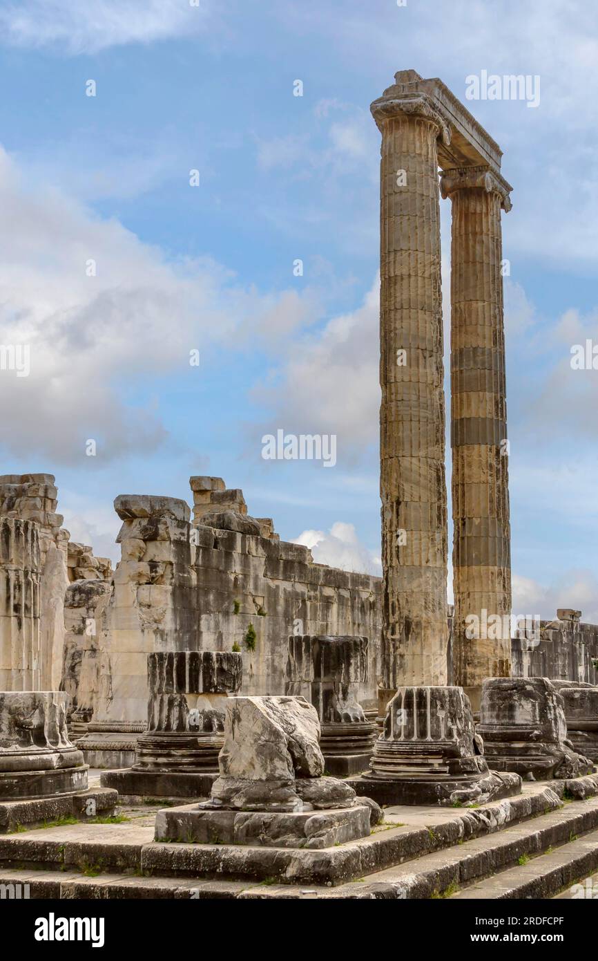 Columns of the Temple of Apollo, excavation site of Didyma, today Didim ...