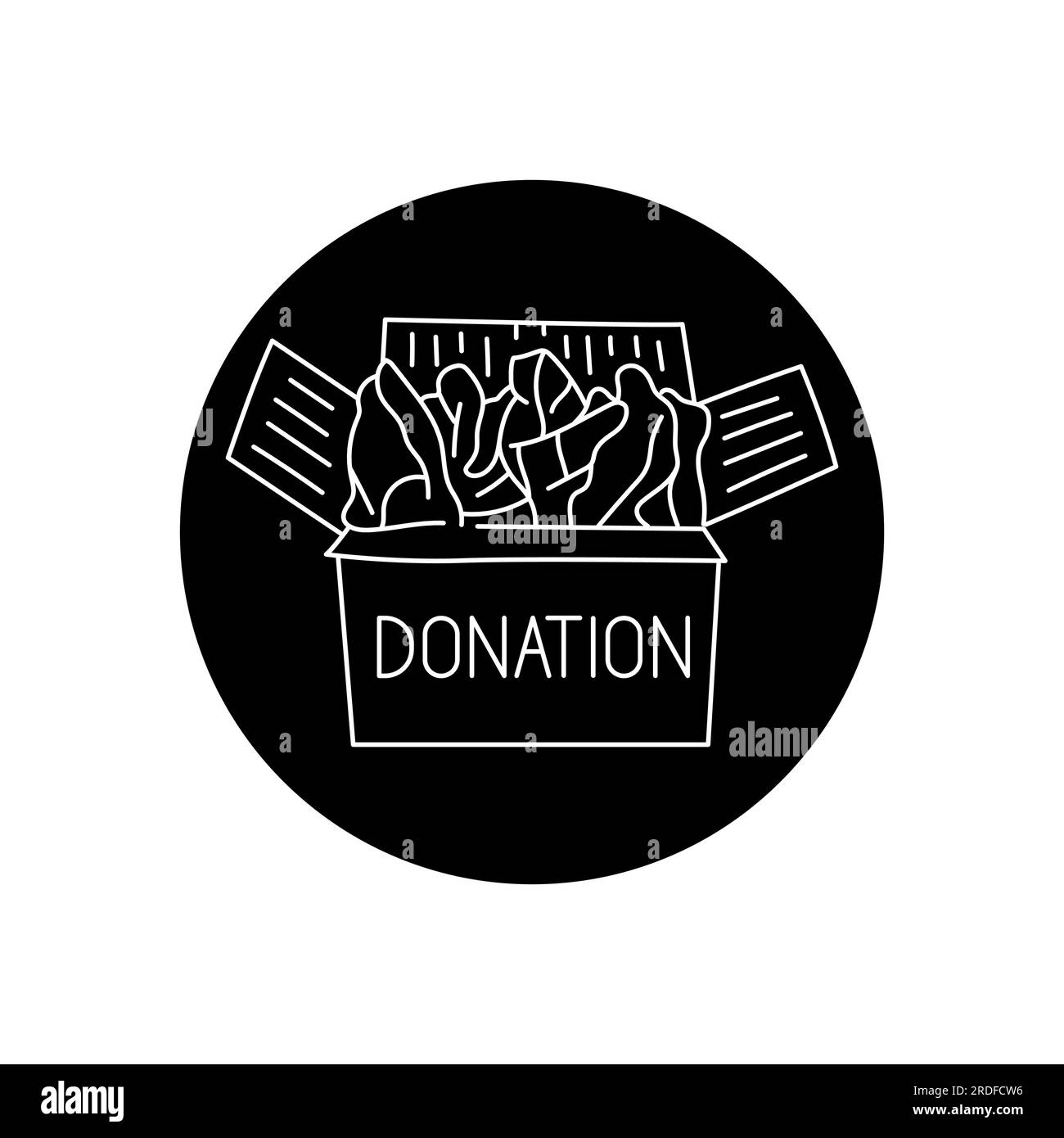 Donation box with clothes black line icon. Pictogram for web page ...