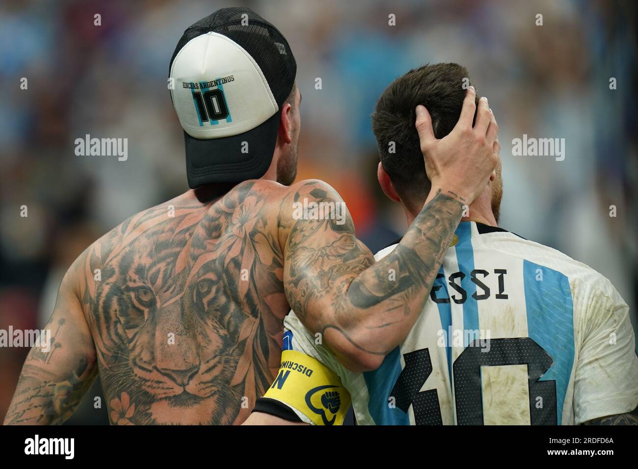 Lusail, Qatar, 10, December, 2022. Lionel Messi and Rodrigo de Paul ...