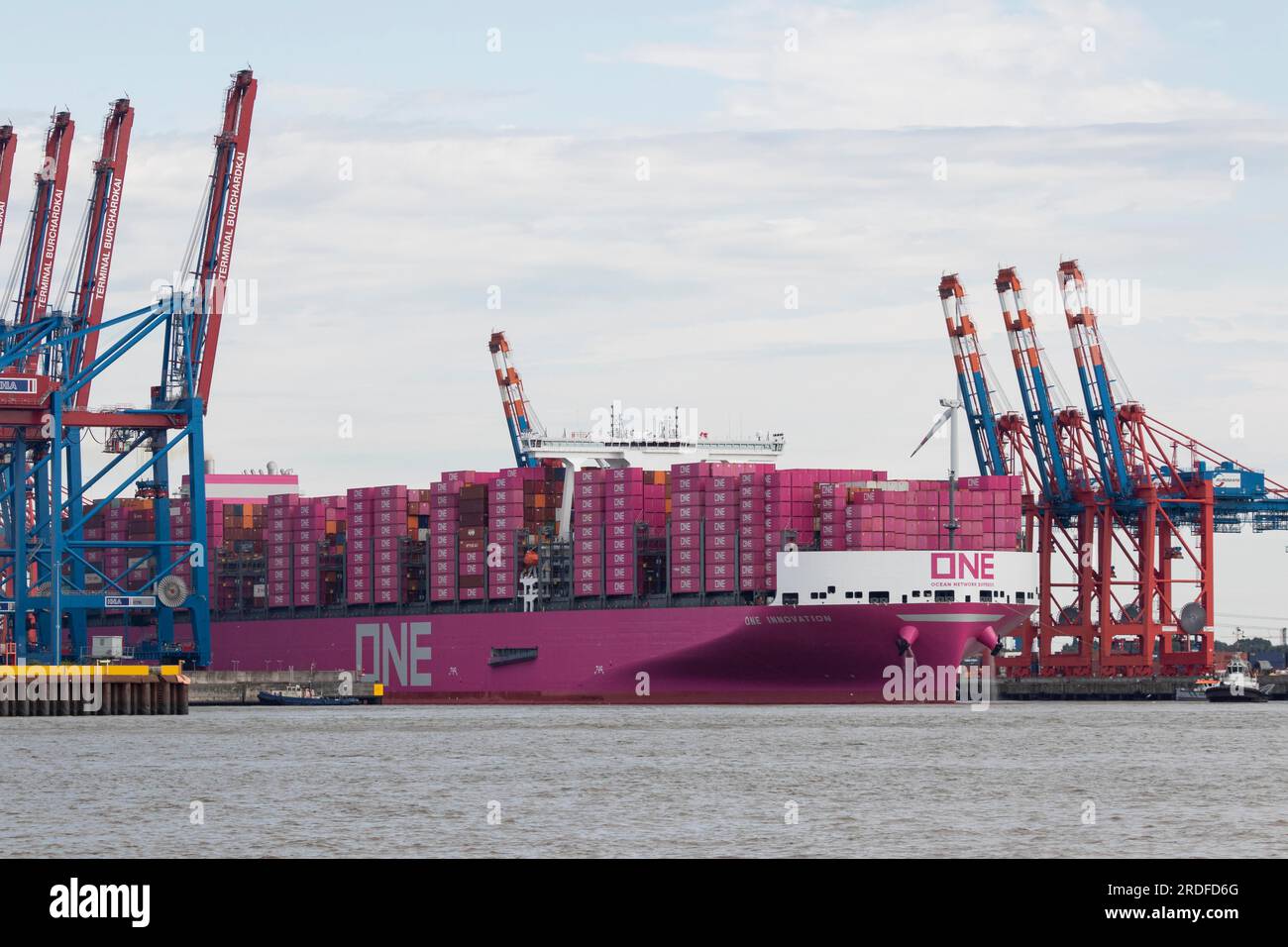 Pink container freighter One Innovation of the shipping company Ocean ...
