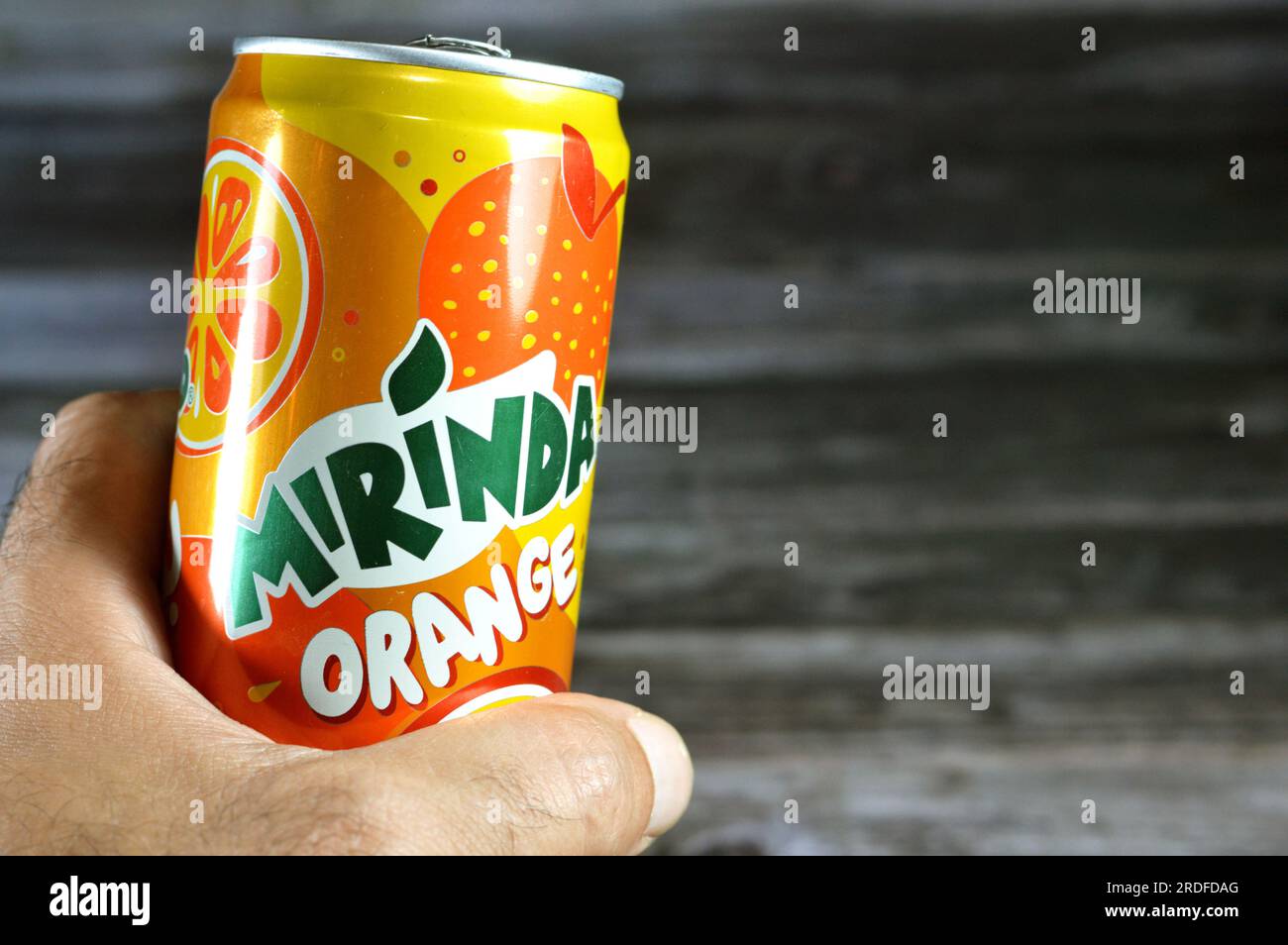 Cairo, Egypt, July 11 2023: Mirinda , a brand of soft drink originally ...