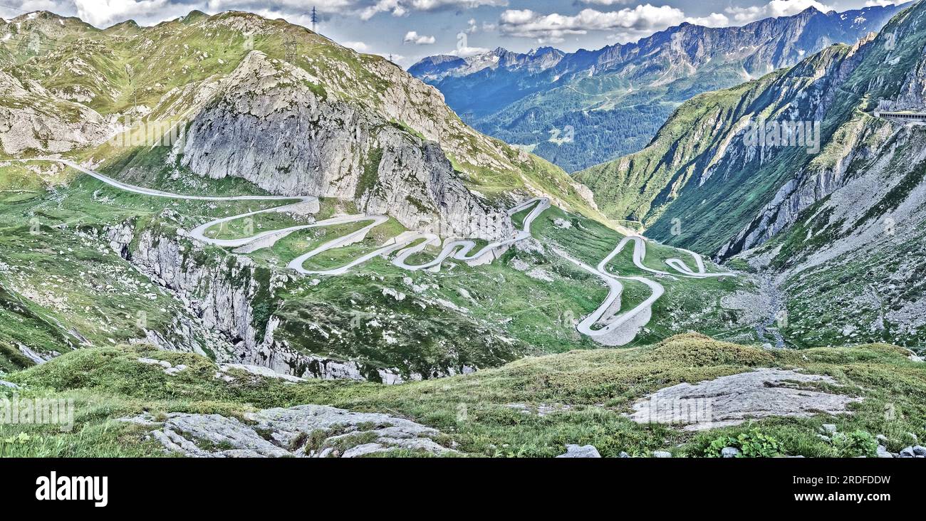 Photo with reduced saturation on Tremola southern historical ascent ...