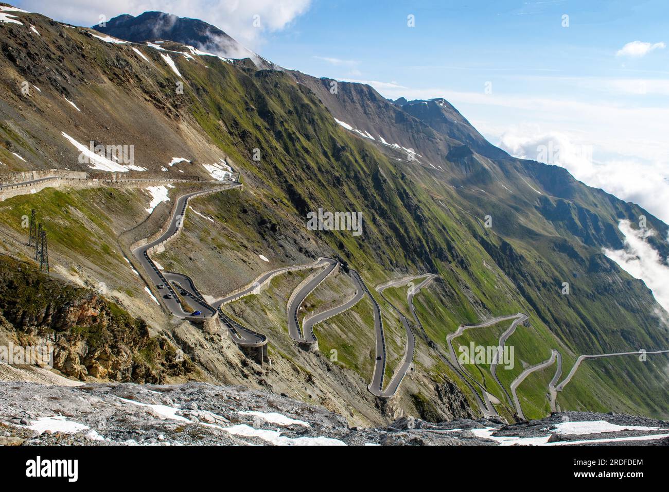 View of serpentines from north ramp Ascent from pass road to mountain ...
