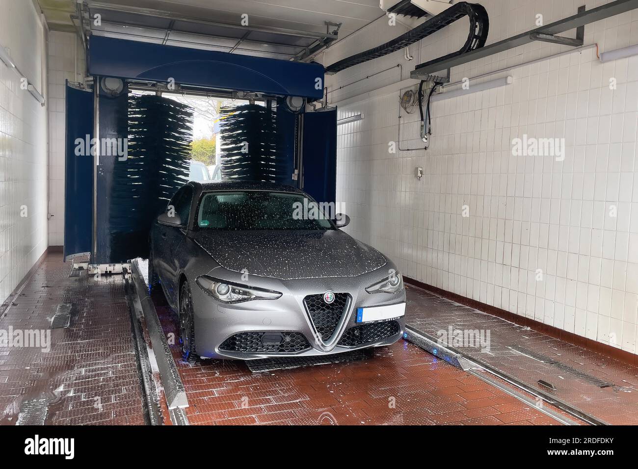 Front view of motor vehicle sporty sedan Italian make automobile Alfa ...