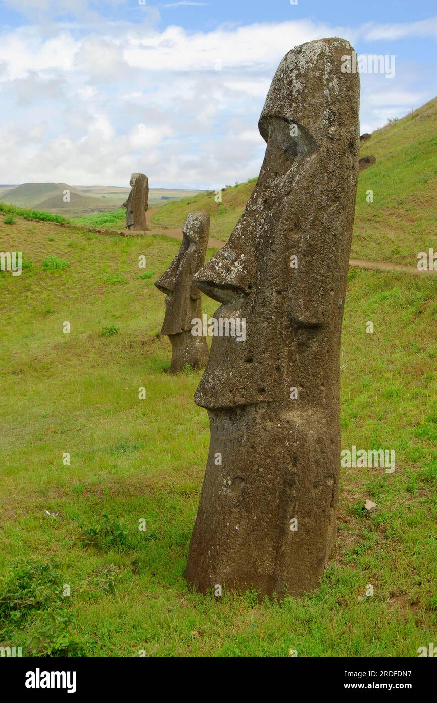 Moai stone sculptures, Rano Raraku, Rapa Nui, Easter Island, Moai ...