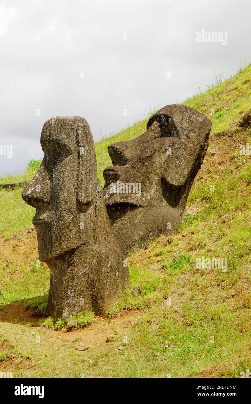 Moai stone sculptures, Rano Raraku, Rapa Nui, Easter Island, Moai ...