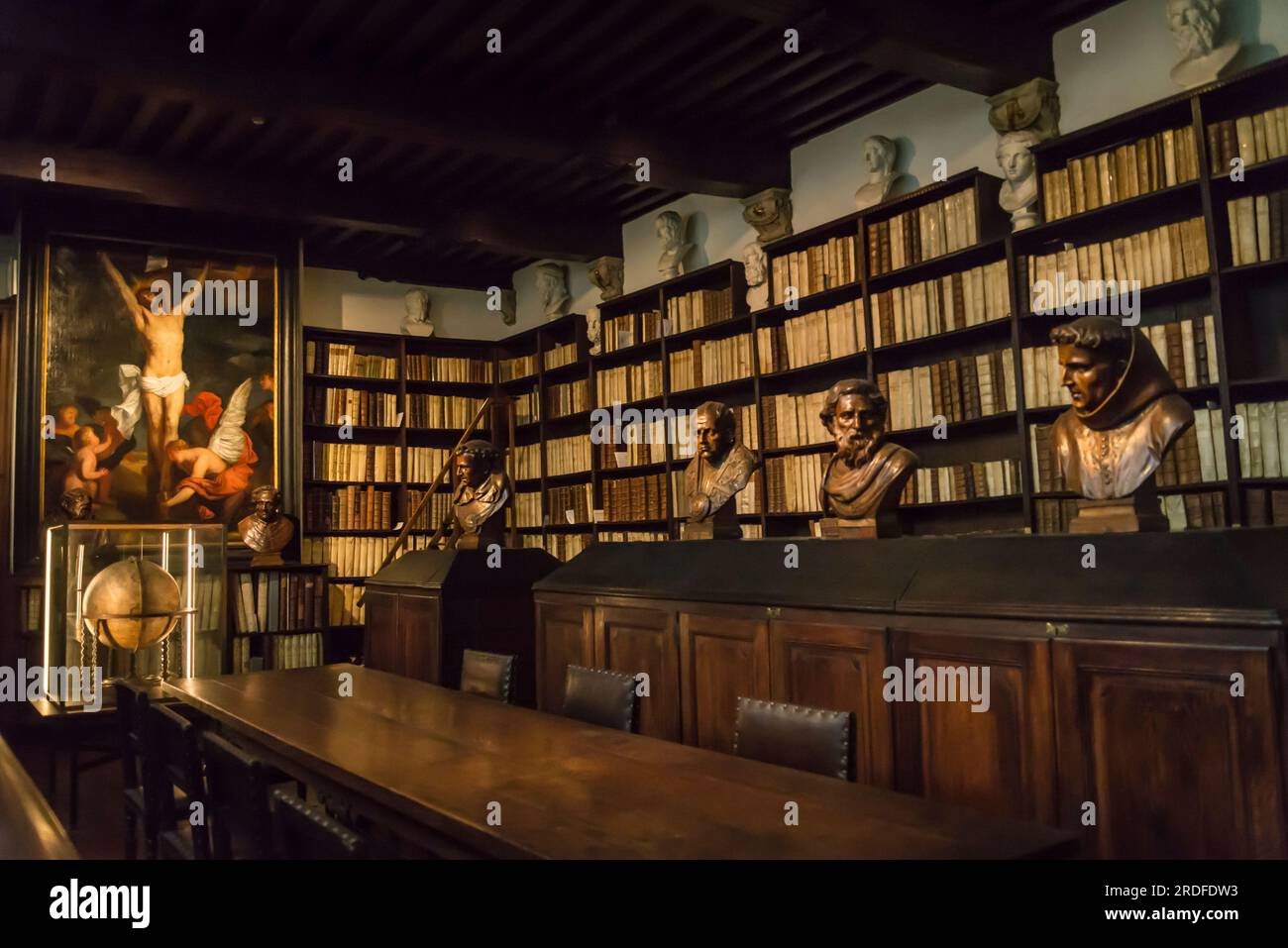 Old library in the Plantin-Moretus Museum incorporating the history of ...