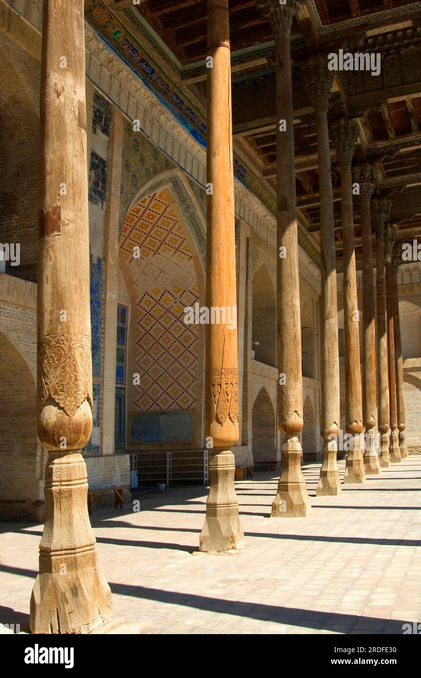 Columns, Bala House Mosque, Bukhara, Republic of Uzbekistan, Bolo Hauz ...