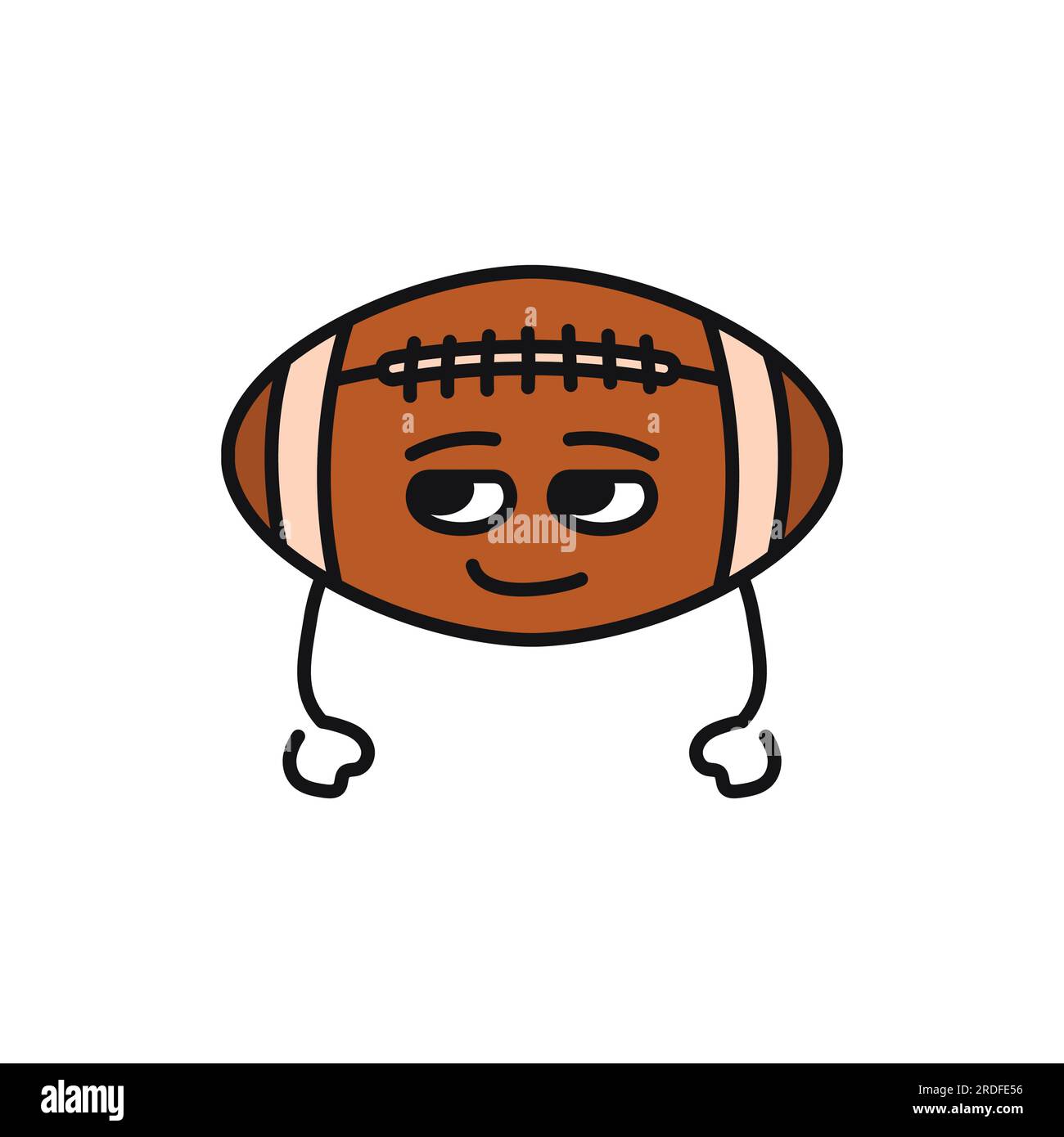 Funny cute happy american football ball black line icon. Kawaii ...