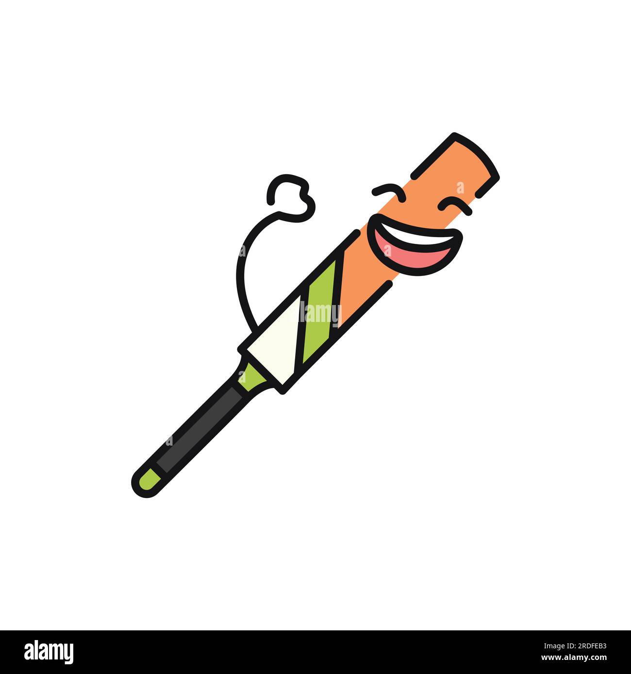 Funny cute happy cricket bat black line icon. Kawaii character ...