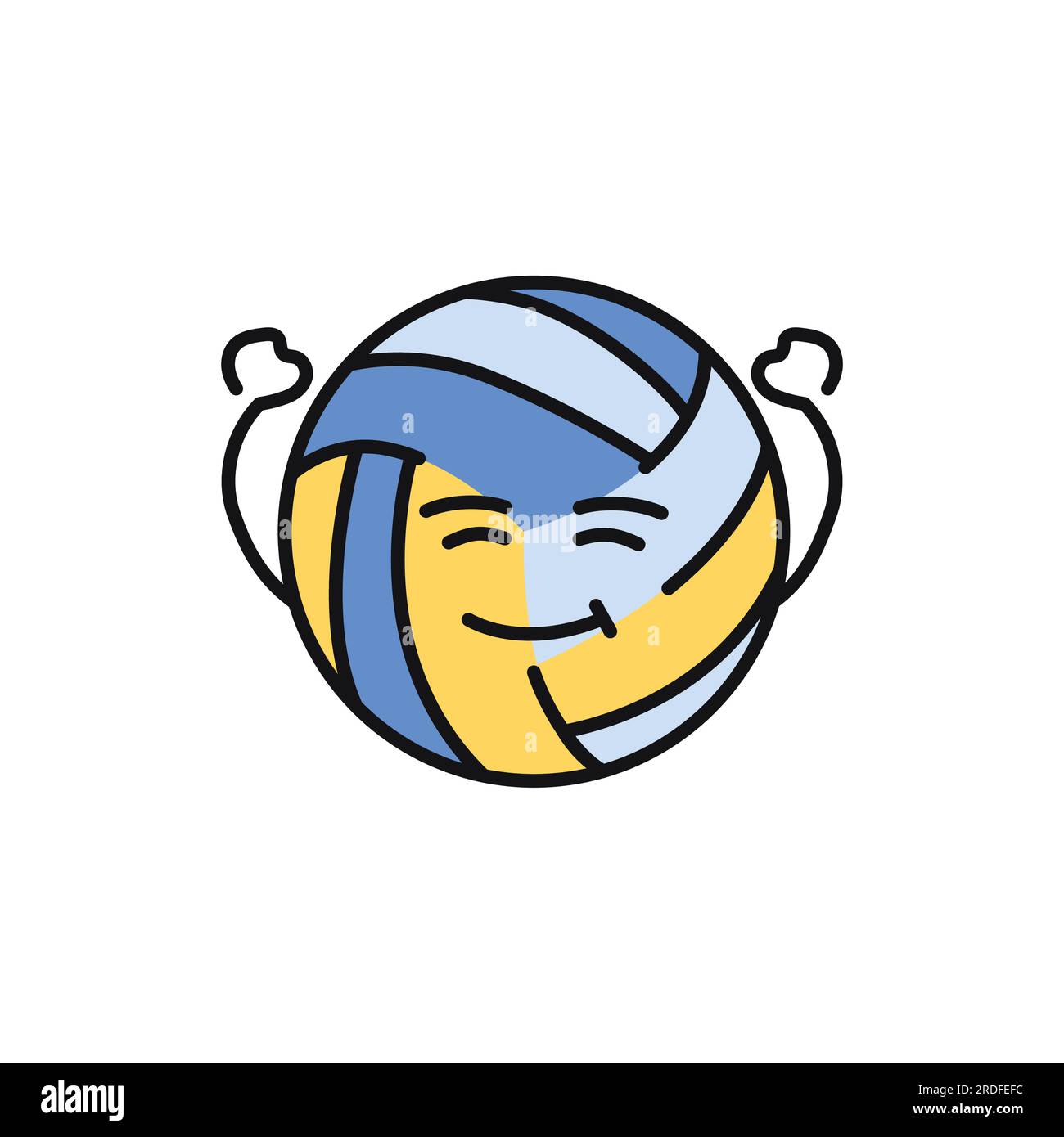 Funny cute happy volleyball black line icon. Kawaii character ...