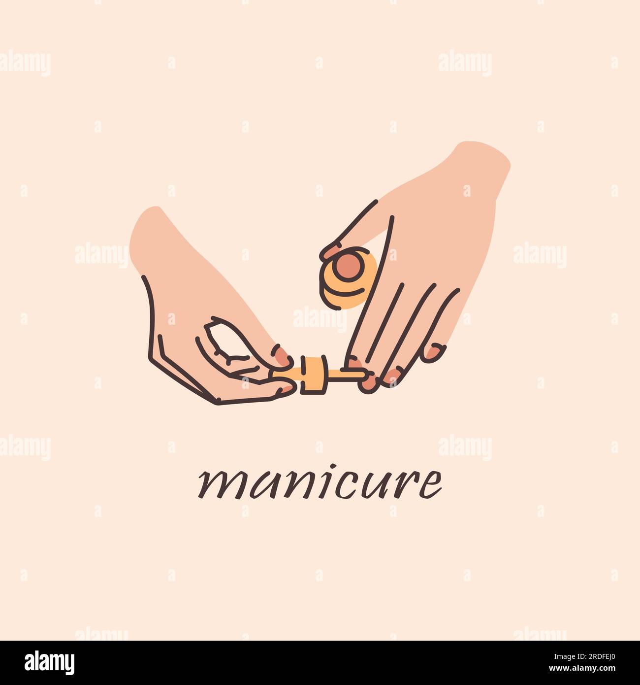 Applying cuticle oil color line illustration. Beauty industry Stock ...