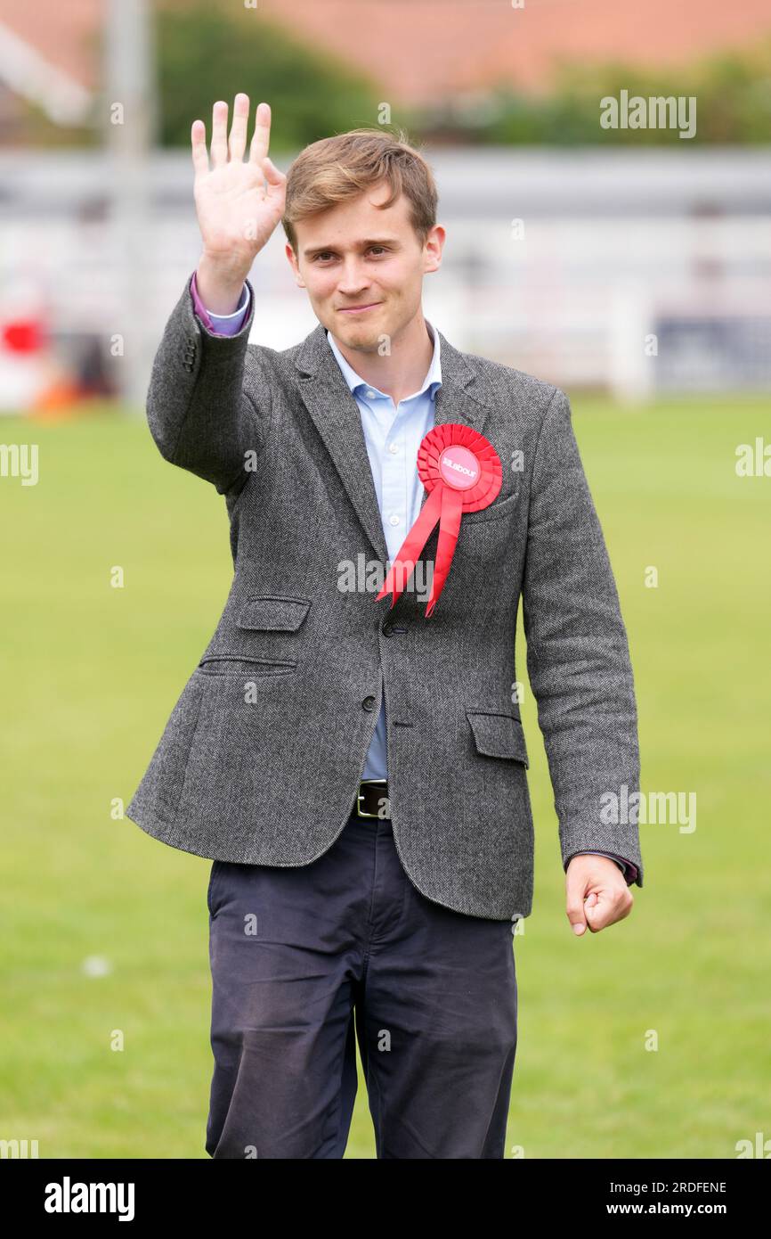 Newly elected Labour MP Keir Mather waving at Selby football club ...