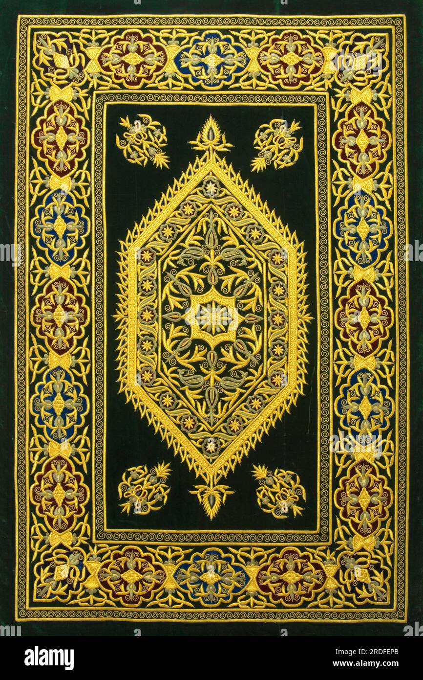 Fabric, silver embroidery, gold embroidery, embroidered with silver and ...