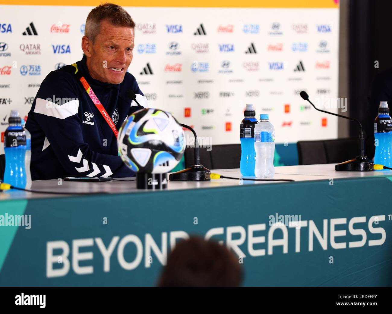 Perth, Australia. 21st July, 2023. Denmark's head coach Lars ...