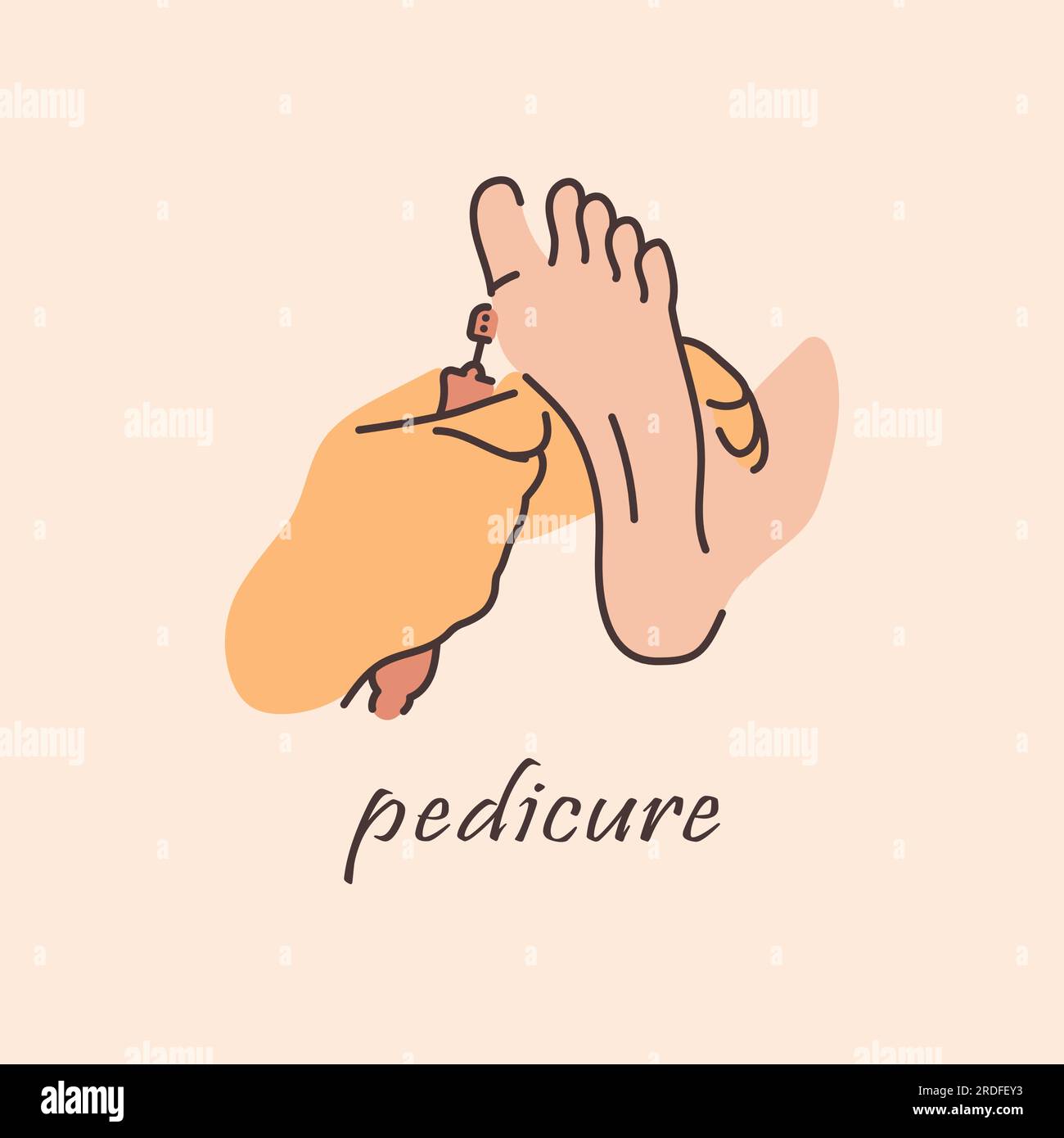 Pedicure spa female feet color line illustration. Womans feet. Beauty ...