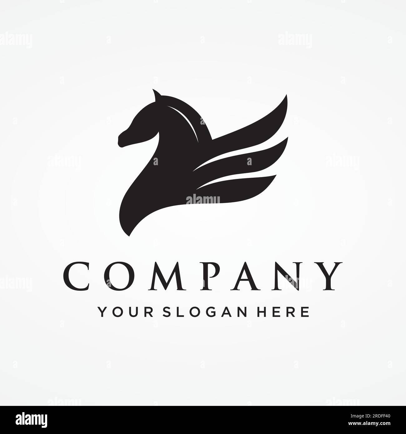 Logo design of a simple Pegasus or winged horse with a creative idea ...