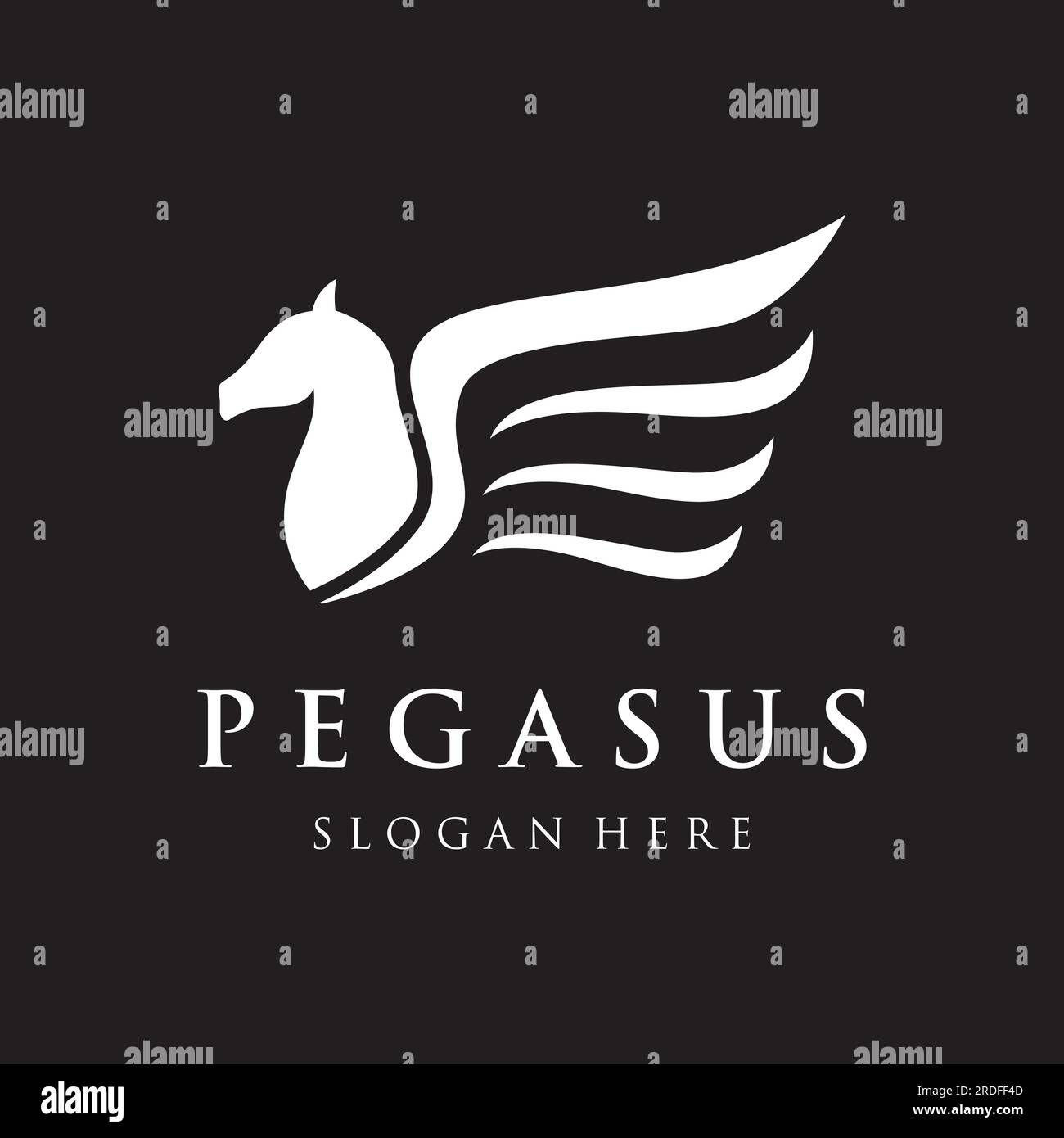 Logo design of a simple Pegasus or winged horse with a creative idea ...